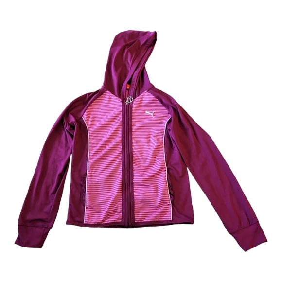 Puma | Jackets & Coats | Puma Pink And Purple Striped Fullzip Athletic ...